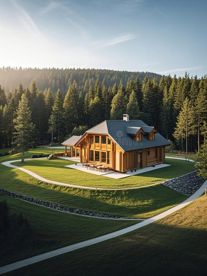 House in Forest. Wooden House Stock Illustration - Illustration of ...