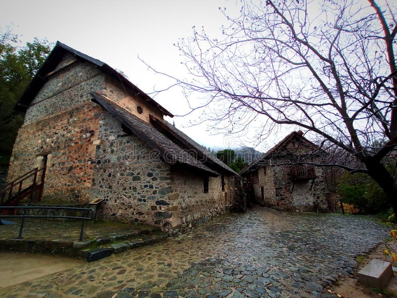 House Fortification Cyprus Monastery Stock Image - Image of tree, ruins ...
