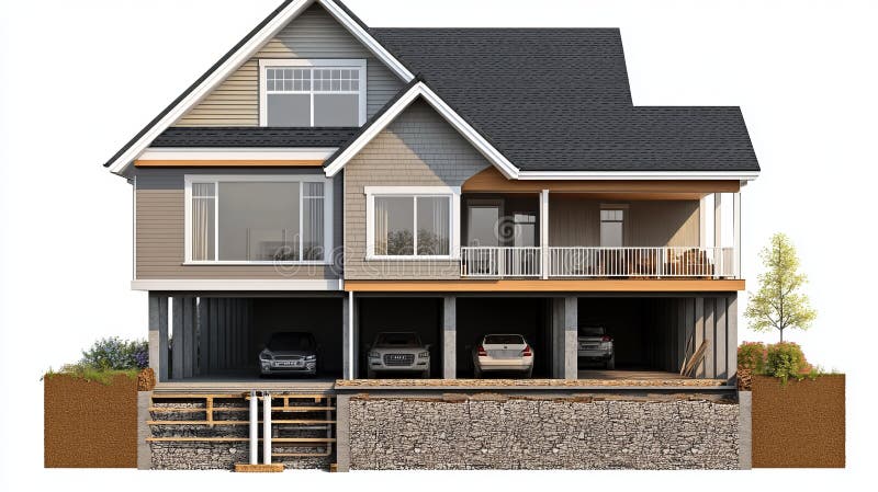 House Foundation Cross-Section, Illustrating Structural Layers Stock ...