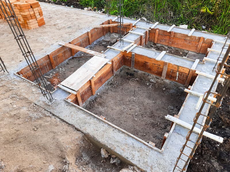 House Foundations Made of Concrete in House Construction Stock Image ...