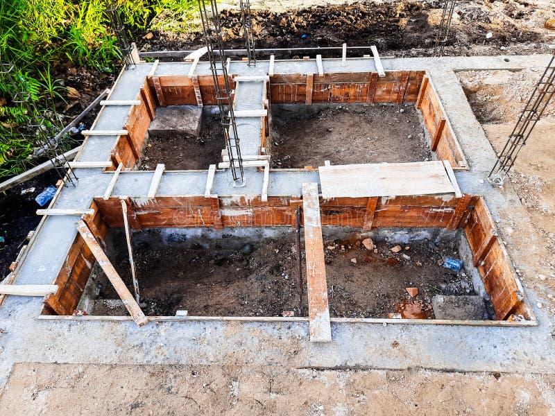 House Foundations Made of Concrete in House Construction Stock Photo ...