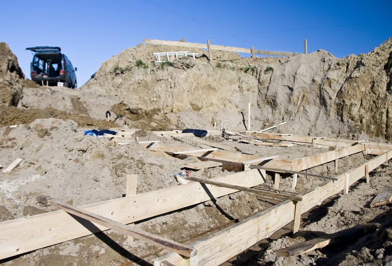Deep Foundation Pit On The Construction Site. Stock Photo - Image of ...