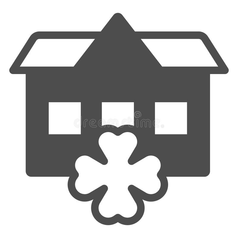 House with Four Leaf Clover Solid Icon, Household Saint Patrick Day ...