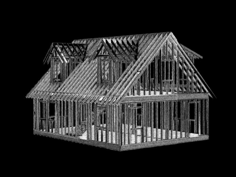 House frame right front stock illustration. Illustration of stick ...