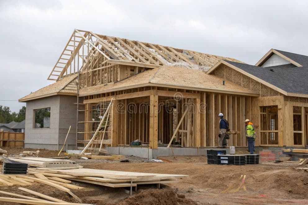 House Frame Under Construction Stock Illustration - Illustration of ...