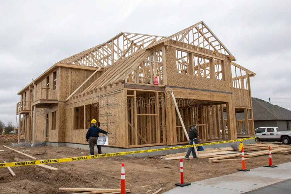 House Frame Under Construction Stock Illustration - Illustration of ...