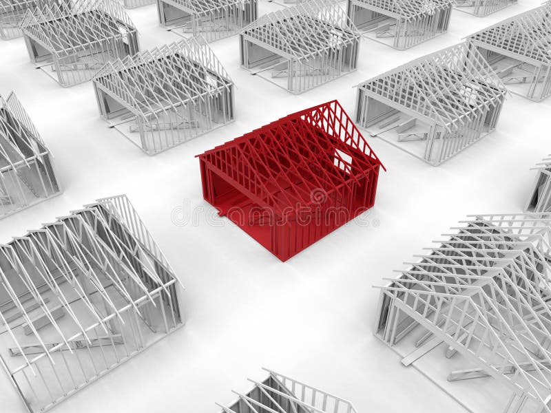 House Frame Under Construction Target Concept Stock Illustration ...
