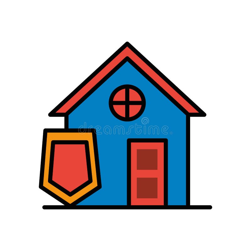 House Front Facade with Shield Stock Vector - Illustration of cute ...