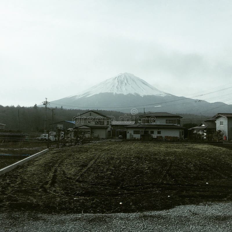 House Front of Fuji Mountain Stock Photo - Image of snow, white: 52626094