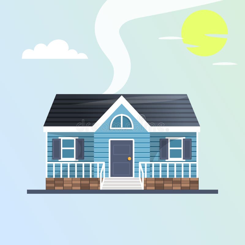House with Front Porch Vector Illustration. Farmhouse Vector Icon Stock ...