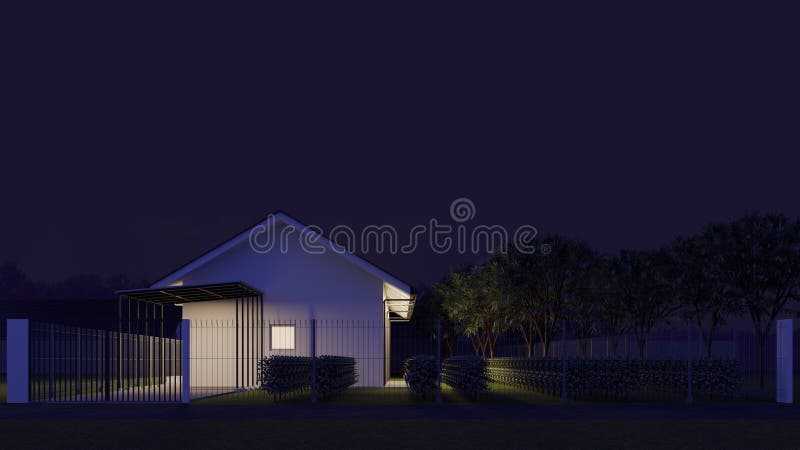 House Front View Day Scene 3D Illustration Stock Illustration ...
