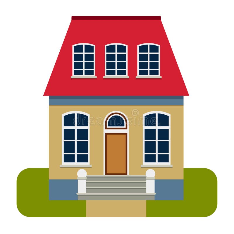 House Front View Vector Illustration Stock Vector - Illustration of ...