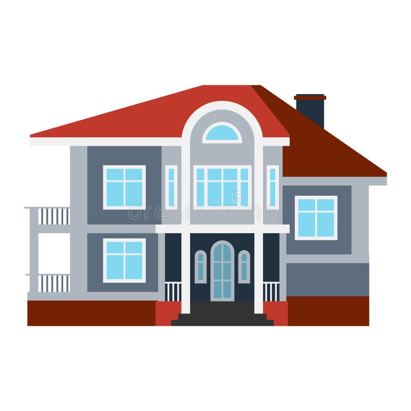 Houses Front View Vector Illustration Building Architecture Home ...