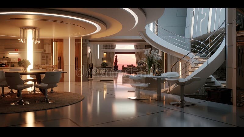 The House of the Future, Living Room Design Stock Illustration ...