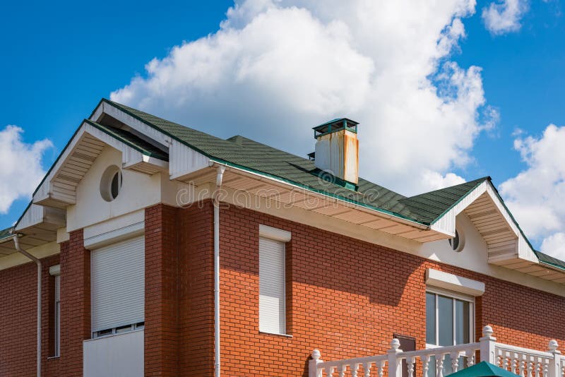 House with a Gable Roof Window Stock Image - Image of construction ...