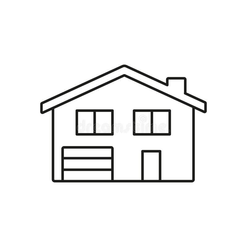 House with a Garage Icon. Line Art Stock Vector - Illustration of ...