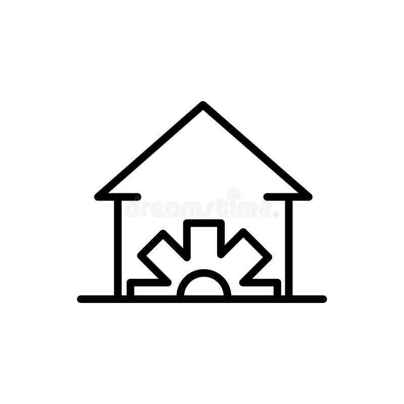 House Gear Architecture Icon Line Style Stock Vector - Illustration of ...