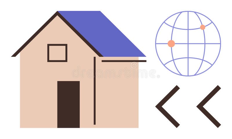House with Globe and Code Brackets Representing Global Connectivity and ...