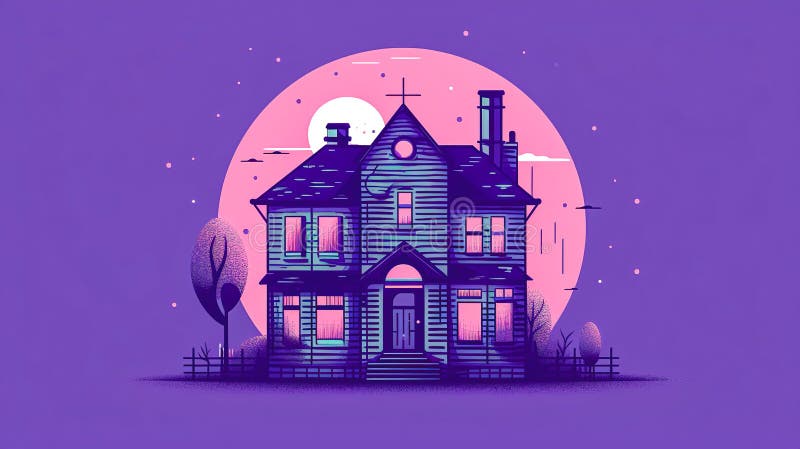 House with Glowing Windows at Night, Creative Illustration, Generative ...