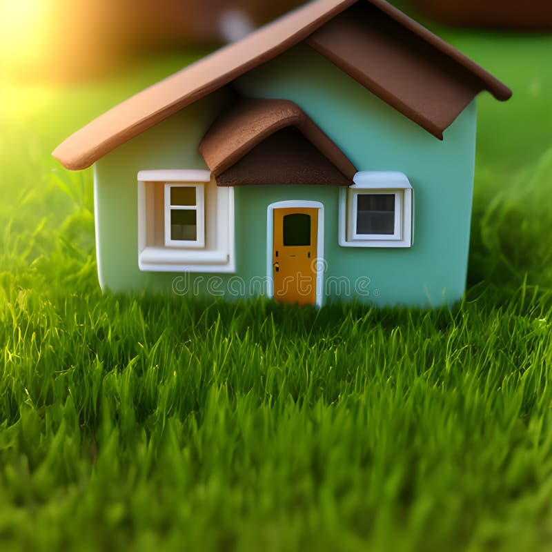 House on green grass stock illustration. Illustration of house - 277872789