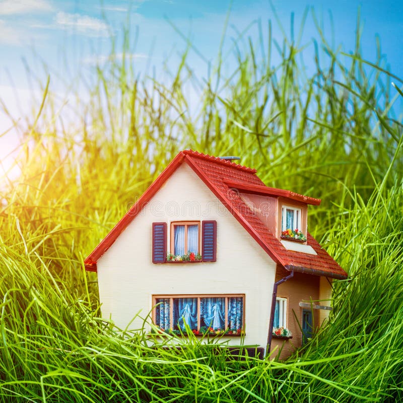 House on the green grass stock image. Image of home, green - 39296433