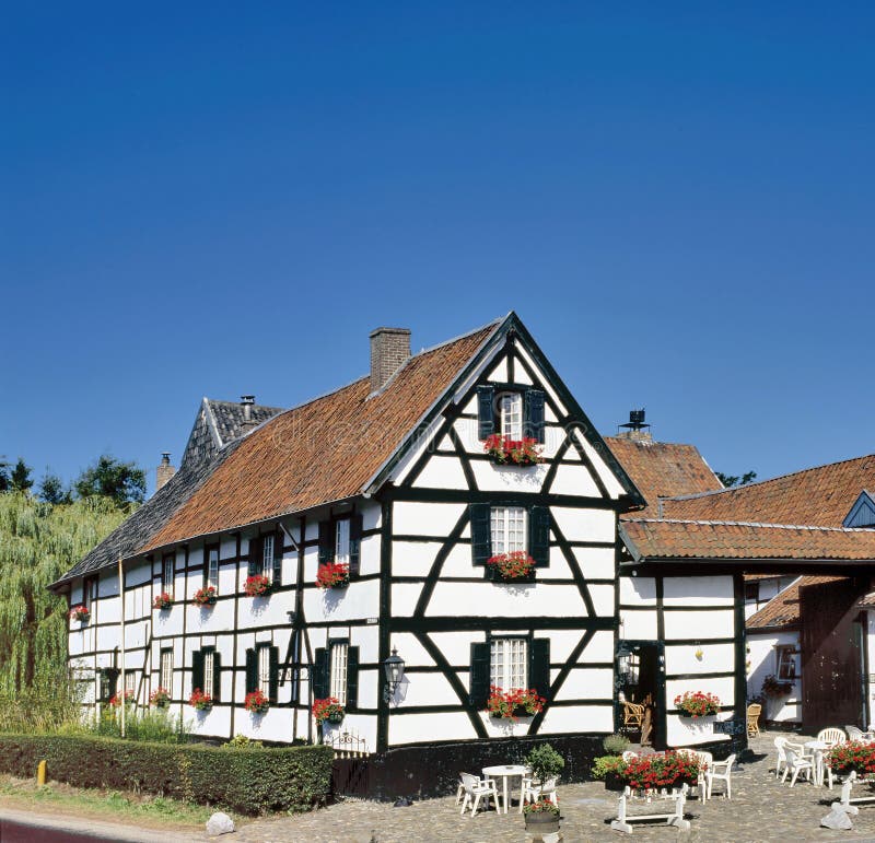 House in Half-timbered Style Typical for Limburg Stock Photo - Image of ...