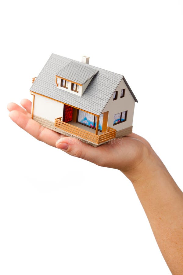 Model House with a Hand stock photo. Image of material - 10152456