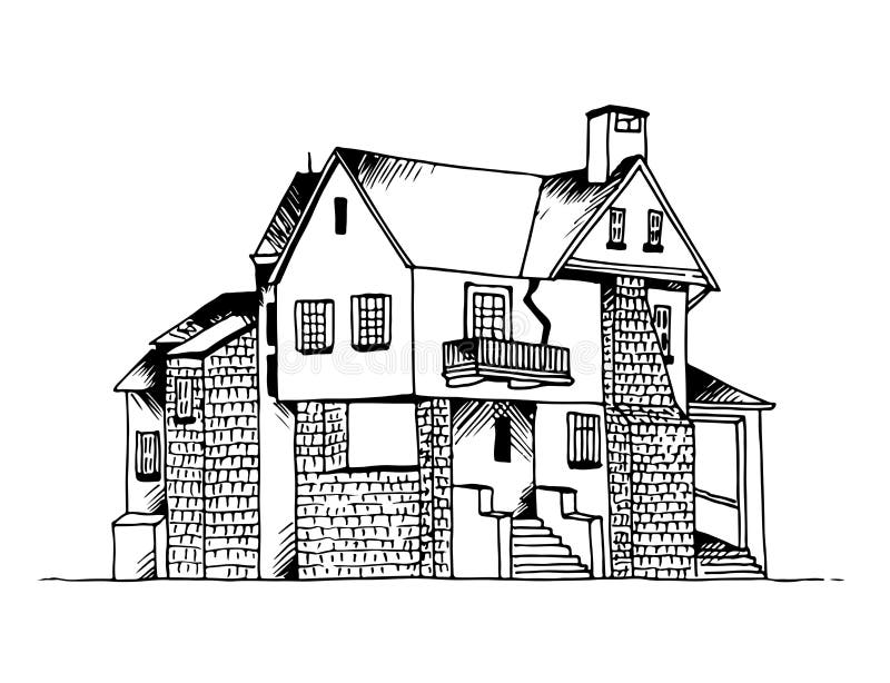 House Hand Drawn Vector Sketch Stock Vector - Illustration of drawing ...