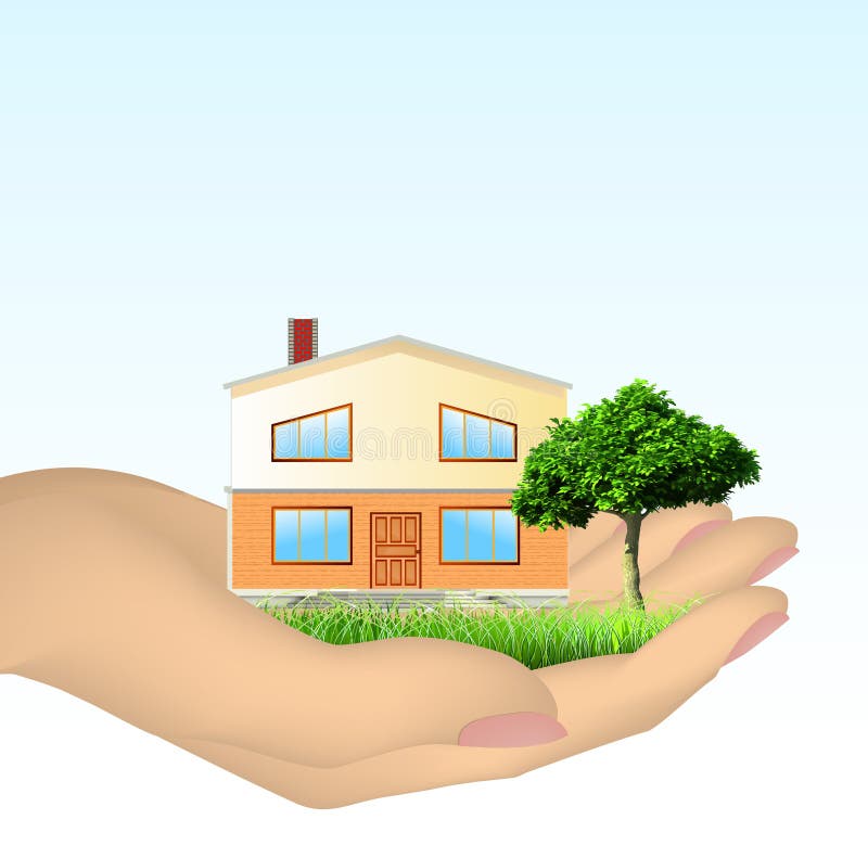 The house in hands. Vector stock vector. Illustration of architect ...