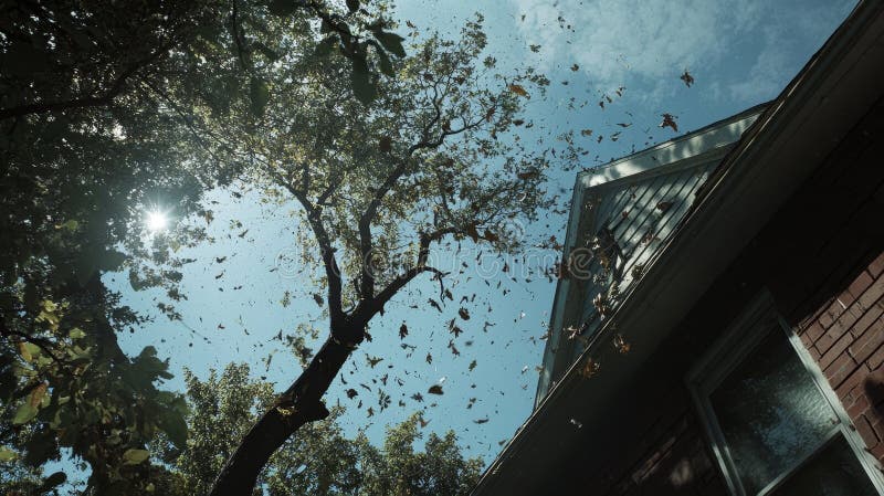 A House Has Been Destroyed by a Fallen Tree Stock Illustration ...