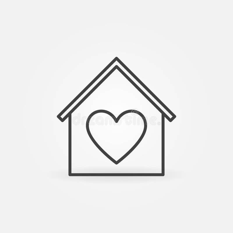 House with Heart Inside Outline Vector Concept Icon Stock Vector ...