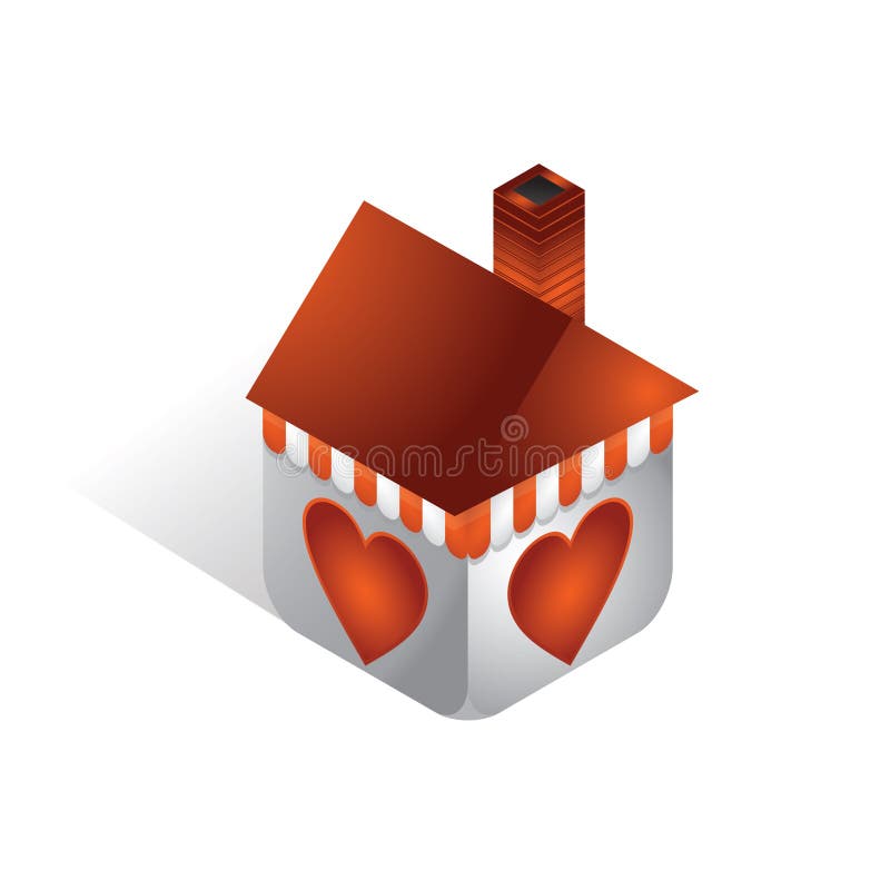 House with Heart Shapes. Vector Illustration Decorative Background ...