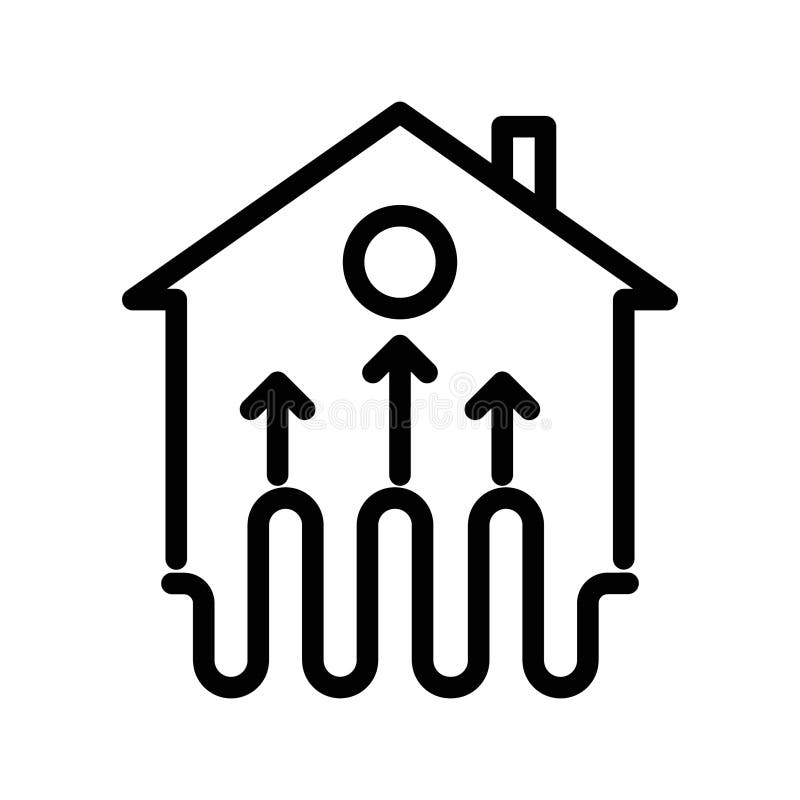 House Heating Icon Linear Logo Mark in Black and White Stock ...