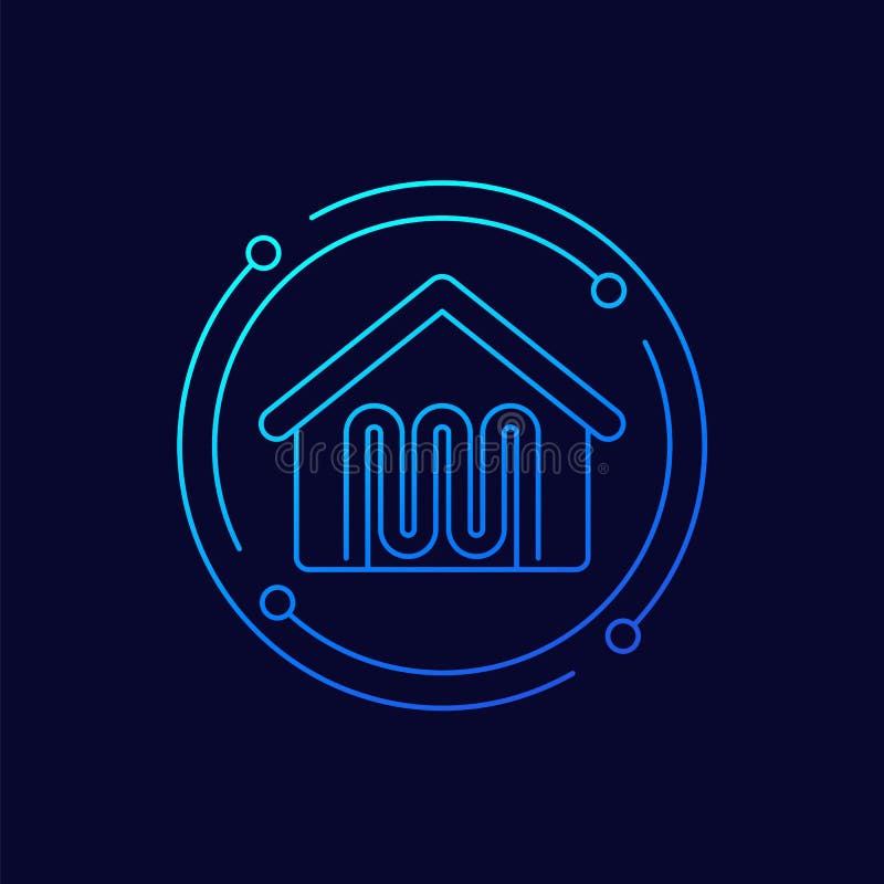 House Heating Icon, Linear Vector Stock Vector - Illustration of warm ...
