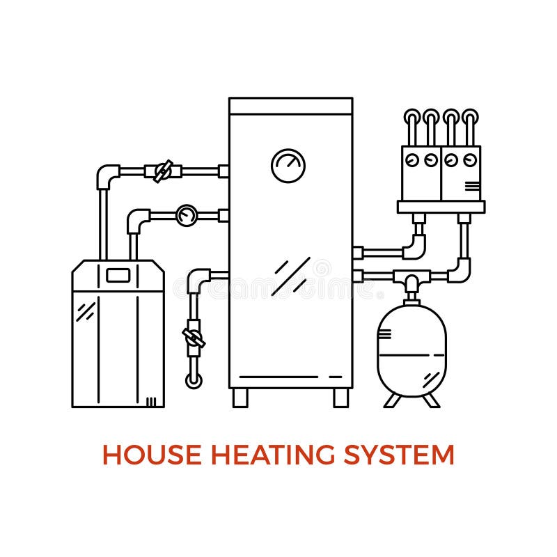 House Heating Vector Illustration Stock Vector - Illustration of mono ...
