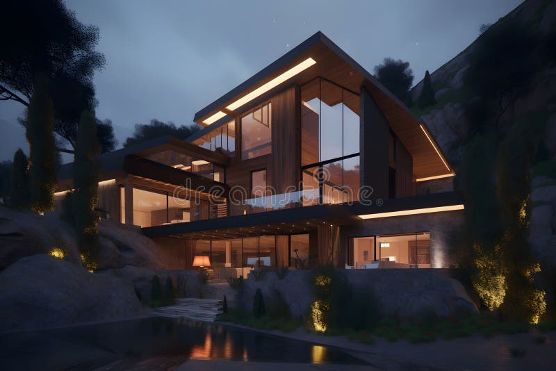 House in High-tech Style. Modern Architecture Stock Photo - Image of ...