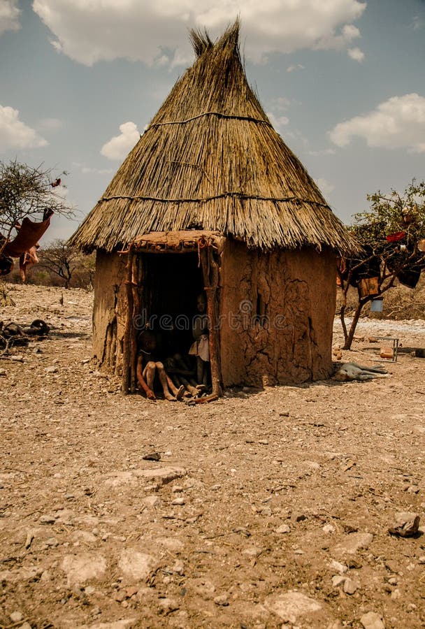 House of Himba Tribe, in Kunene Region, Namibia. Houses are Made of ...