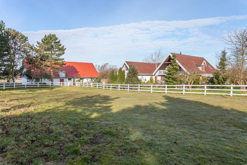 House and horse paddock stock image. Image of paddock - 52658619