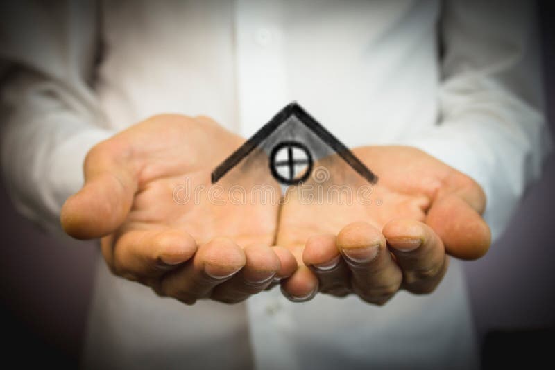 The house in human hands stock photo. Image of investment - 114538604