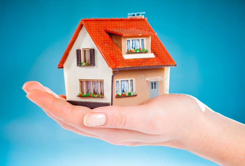 New Home Concept - Young Family with Dream House Scale Model Stock ...