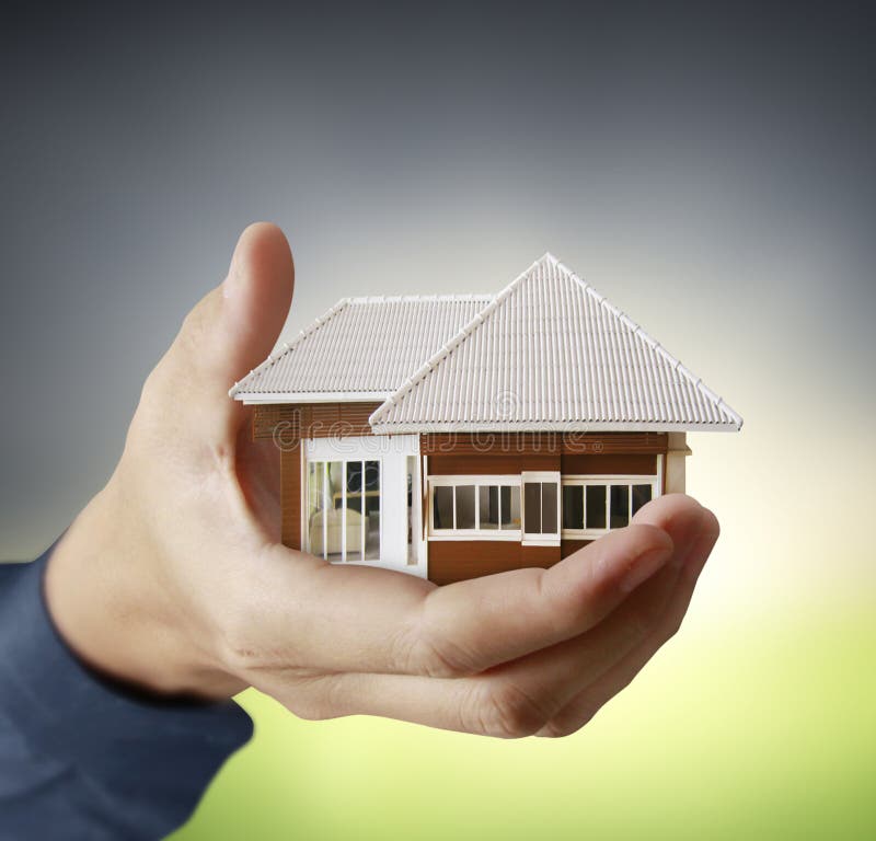 House in human hands stock illustration. Illustration of business ...