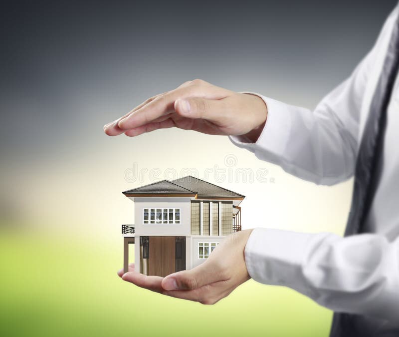 House in human hands stock illustration. Illustration of grass - 78817351
