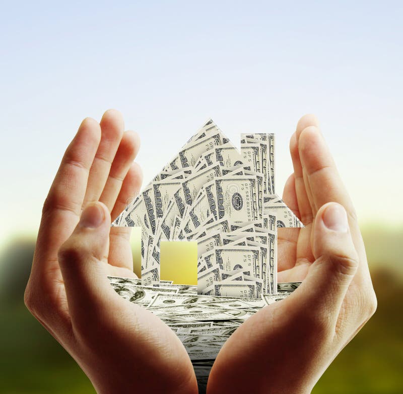 House in human hands stock illustration. Illustration of architecture ...