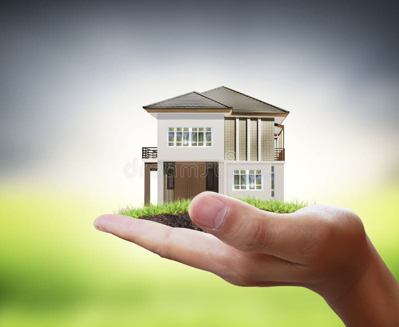 House in human hands stock illustration. Illustration of model - 78817389