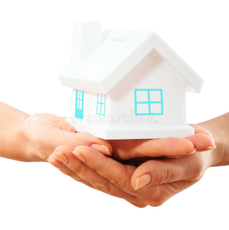 The house in human hands stock photo. Image of loan, construction ...
