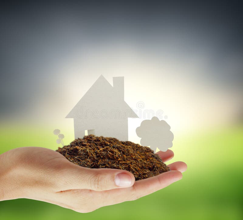 House in human hands stock illustration. Illustration of model - 78817389