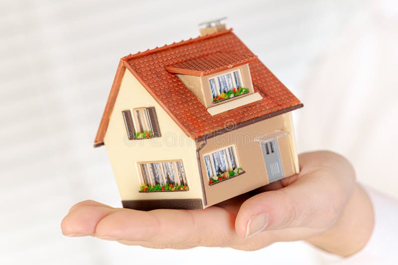 House in Human Hands on a White Background Stock Image - Image of ...