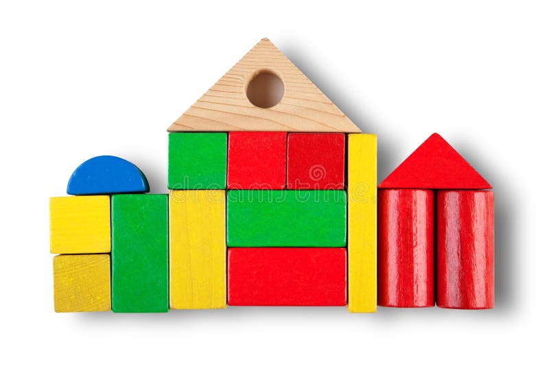 House Made Out of Colorful Wooden Building Blocks Stock Image - Image ...