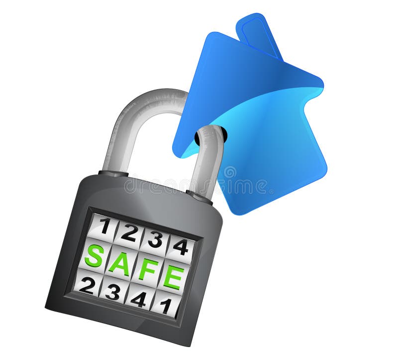 House Icon Caught in Security Closed Padlock Isolated Vector Stock ...