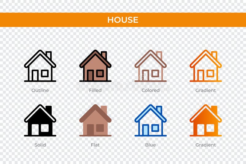 House Icon in Different Style. House Vector Icons Designed in Outline ...